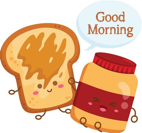Cute Breakfast Morning Food Jam And Bread Toast Illustration Vector
