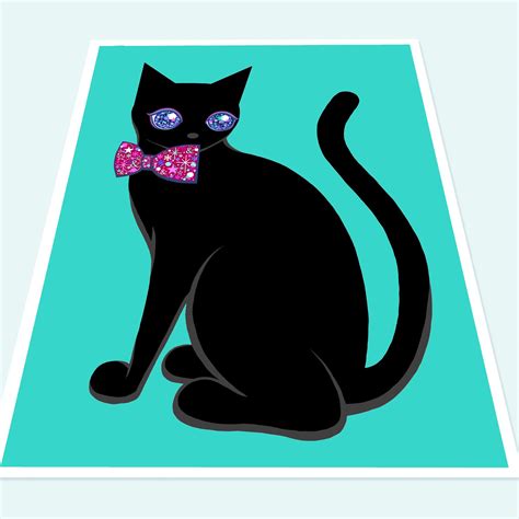 Impresión de arte del gato negro arte del gato gatito arte Etsy