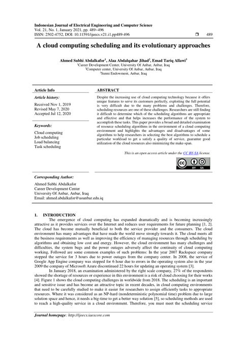 Pdf A Cloud Computing Scheduling And Its Evolutionary Approaches