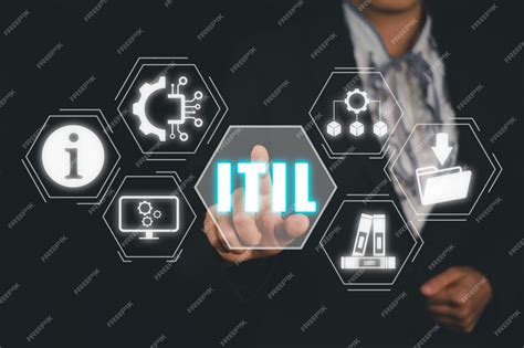 Premium Photo Itil Information Technology Infrastructure Library Concept Person Hand Touching