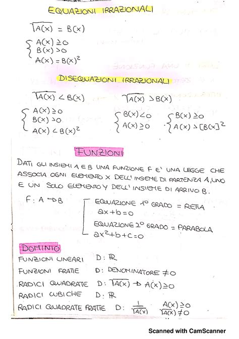 Appunti Funzioni Matematica Docsity