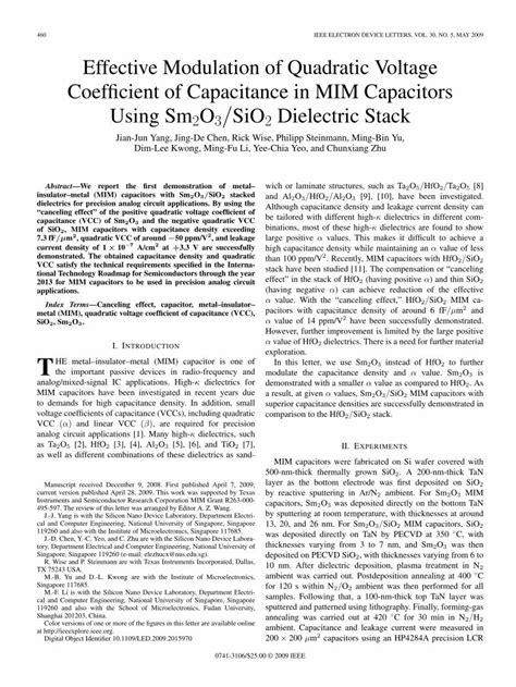 Pdf Effective Modulation Of Quadratic Voltage Coefficient Of