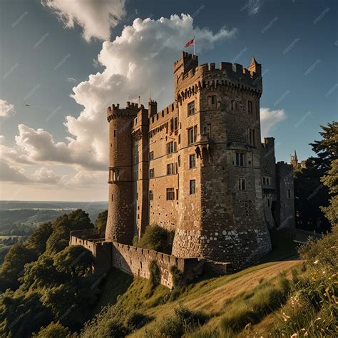 A Castle With A Flag On The Front And The Word Castle On The Left