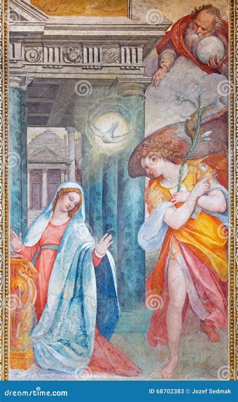 РИМ ИТАЛИЯ Фреска аннунциации в бортовой часовне Di Santa Maria Del