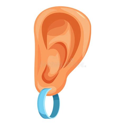 Human Ear With Piercing Wearing A Blue Earring Illustration Stock