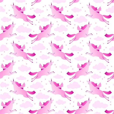 Free Vector Unicorns Pink And White Seamless Pattern