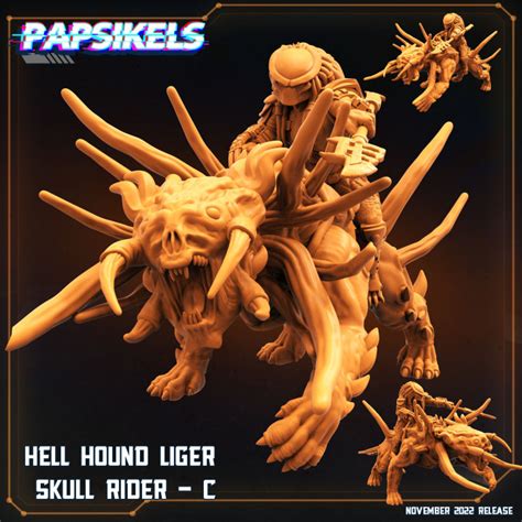 3d Printable Hell Hound Liger Skull Rider C By Papsikels Miniatures