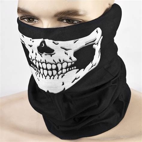 HAMIST Vintage Motorcycle Goggles Smoke Skull Face Mask Black Set For