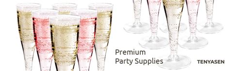 Tenyasen 5oz Plastic Champagne Flutes 30 Pack Clear