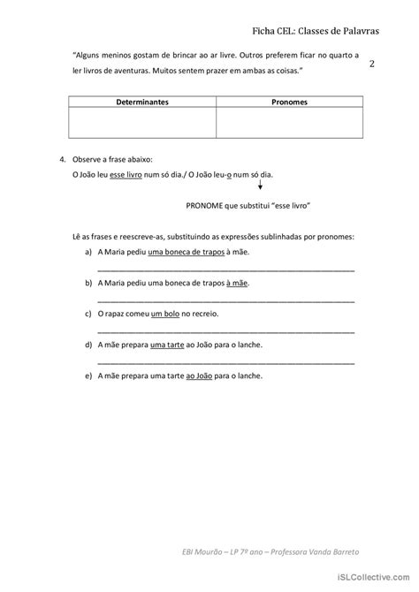 Classes De Palavras English Esl Worksheets Pdf And Doc