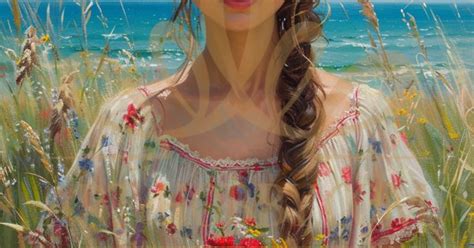 Хубавица с цветя Картина по номера