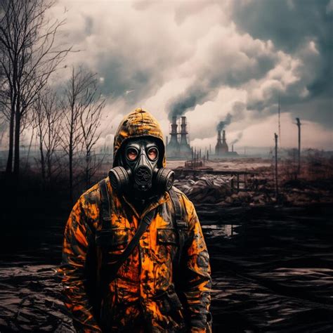 Premium Ai Image A Man In A Chemical Protection Suit On The