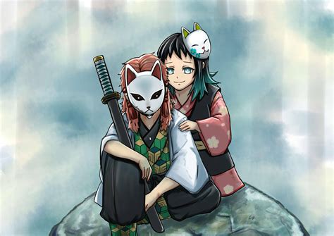 Download Masked Sabito And Makomo Wallpaper