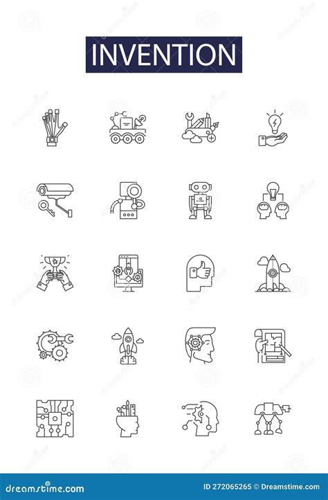 invention line vector icons and signs invent design create imagine