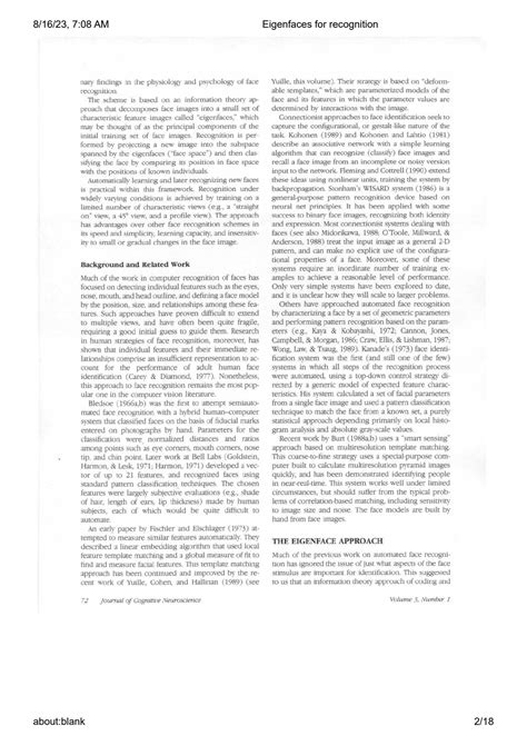 Solution Eigenfaces For Recognition Decoding Face Images Insights Into