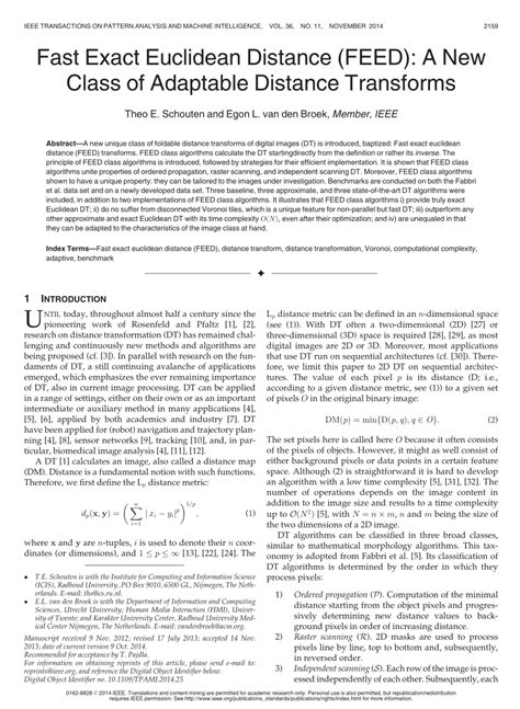 Pdf Fast Exact Euclidean Distance Feed A New Class Of Adaptable