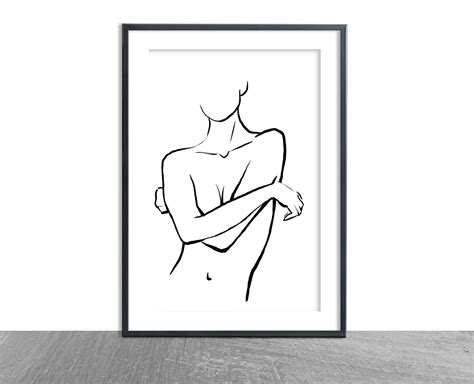 Nude Abstract Art Female Figure Sketch Modern Naked Woman Drawing