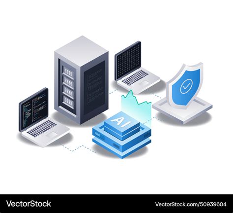 Management Of Artificial Intelligence Server Data Vector Image