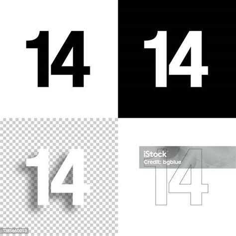 14 Number Fourteen Icon For Design Blank White And Black Backgrounds