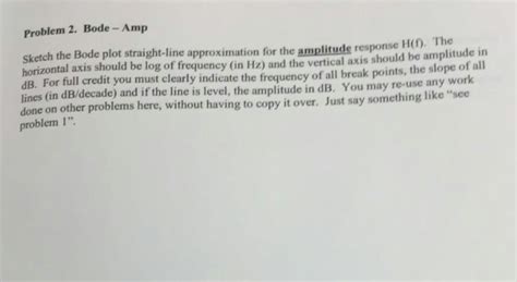 Sketch The Bode Plot Straight Line Approximation For