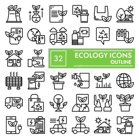 Línea Sistema Del Icono, Símbolos Colección, Bosquejos Del Vector ...