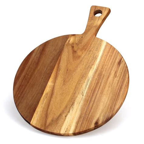 Buy Acacia Wood Cutting Board With Handle Wooden Chopping Board Paddle Round Cutting Boards For