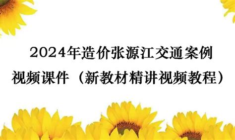 2024年造价张源江交通案例视频课件百度网盘（新教材精讲视频教程） 布丁导航网