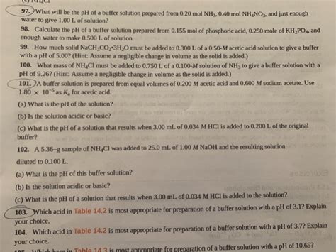 Solved Ni What Will Be The Ph Of A Buffer Solution Chegg