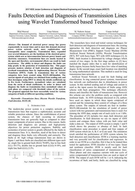 pdf faults detection and diagnosis of transmission lines using