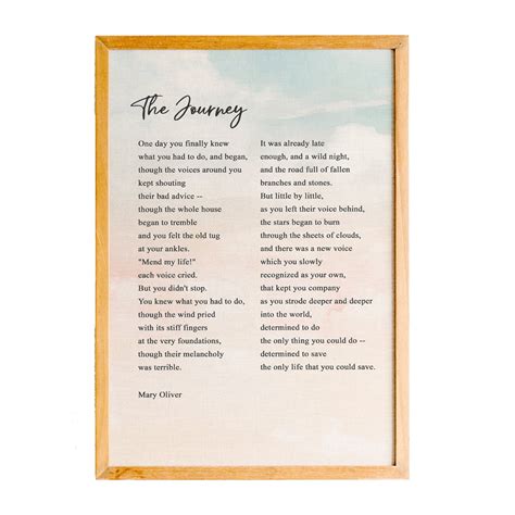 The Journey By Mary Oliver Poetry Art Print Literature Wall Art Poem