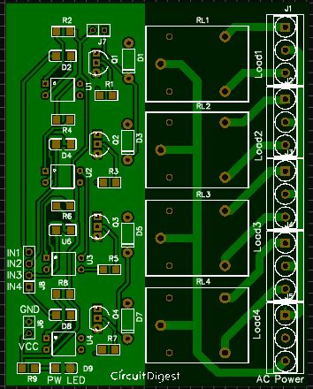 4 Channel Relay Driver Circuit And PCB Design