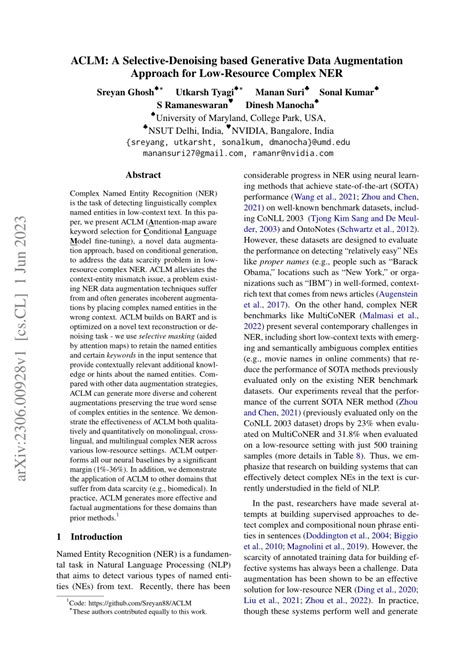 Pdf Aclm A Selective Denoising Based Generative Data Augmentation Approach For Low Resource