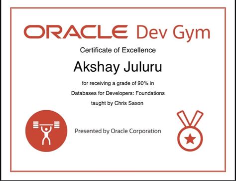 Oracledevgym Sql Databases Continuouslearning Certification