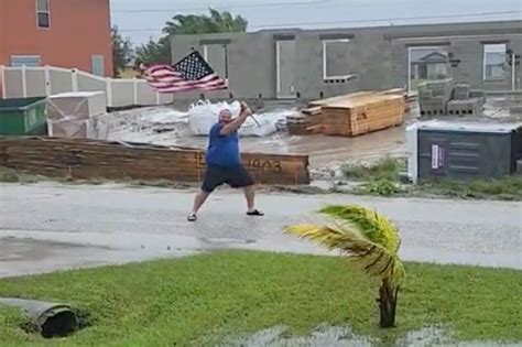 Florida Man Waves American Flag In Hurricane Ian S Face