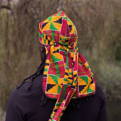 Durag Du Rag Do Rag Bandana Unisex Orange Green Kente
