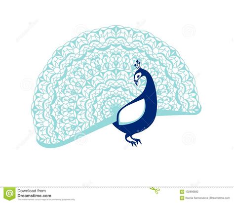 Peacock Bird With Patterned Tail Stock Vector Illustration Of