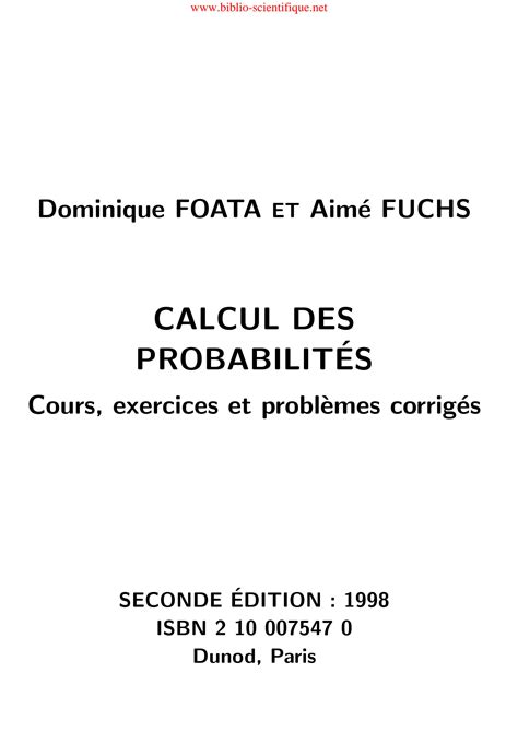Solution Calcul Des Probabilit S Cours Exercices Et Probl Mes Corrig S