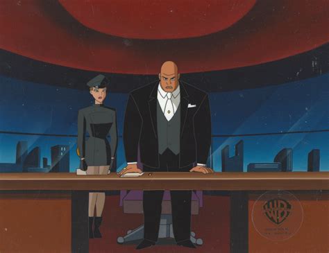 mercy lex luthormedium original production cel on printed backgroundimage size 10 5 x 9