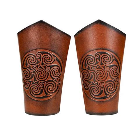 By The Sword Inc Celtic Leather Braces Embossed Spiral Design