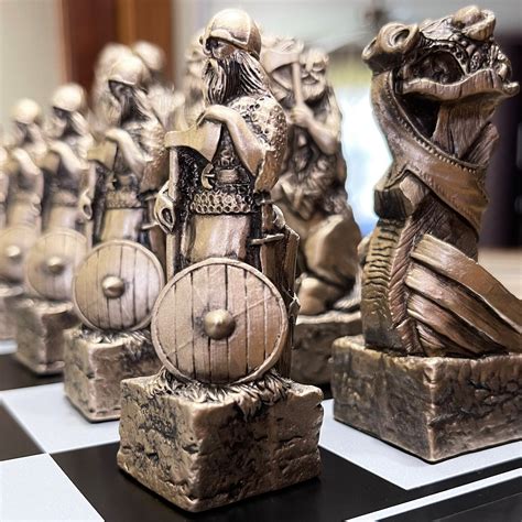 Nordic Viking Chess Set With Wooden Board Shopteli