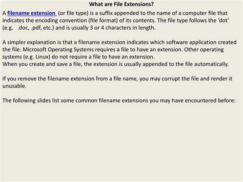 PPT What Are File Extensions PowerPoint Presentation Free Download