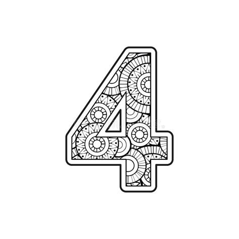 成人矢量着色页 曼陀罗背景中的黑白4等号 向量例证 插画 包括有 种族 成人 分级显示 装饰 238957366