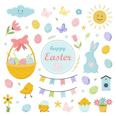 Premium Vector Happy Easter Spring Set