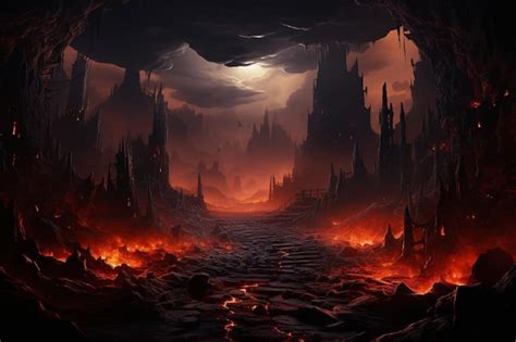 Premium Photo Game Level Background With Platforms Over Lava