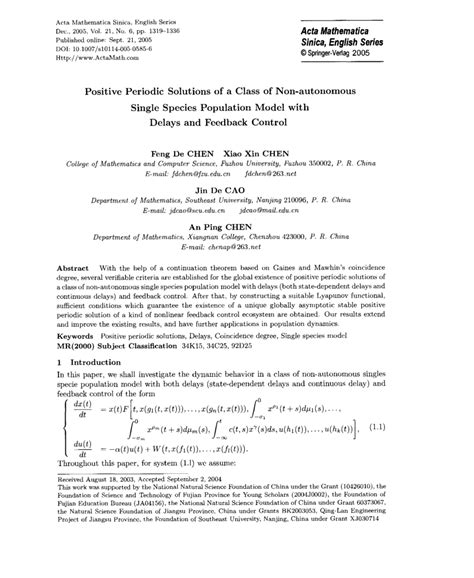 Pdf Positive Periodic Solutions Of A Class Of Nonautonomous Single