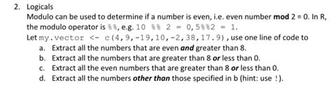 Solved 2 Logicals Modulo Can Be Used To Determine If A Chegg Com