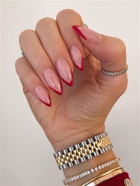 Red French Tip Nails 45 Stylish Designs And Ideas Röda Naglar