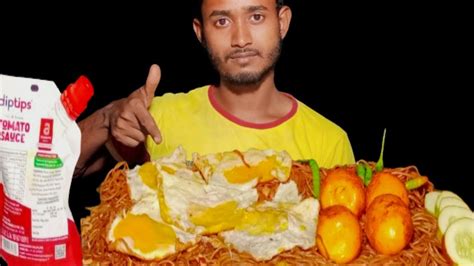 Asmr Black Bean Noodles Fried Egg And Souce Eating Sound No Telking