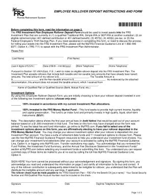 Fillable Online Employee Rollover Deposit Instructions And Form Form
