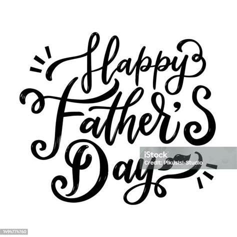Happy Fathers Day Hand Drawn Lettering Phrase For Greeting Card Stock